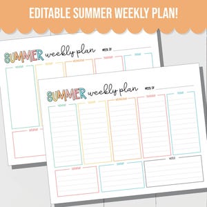EDITABLE Summer 2025 Weekly Schedule for Kids Printable to Plan All ...
