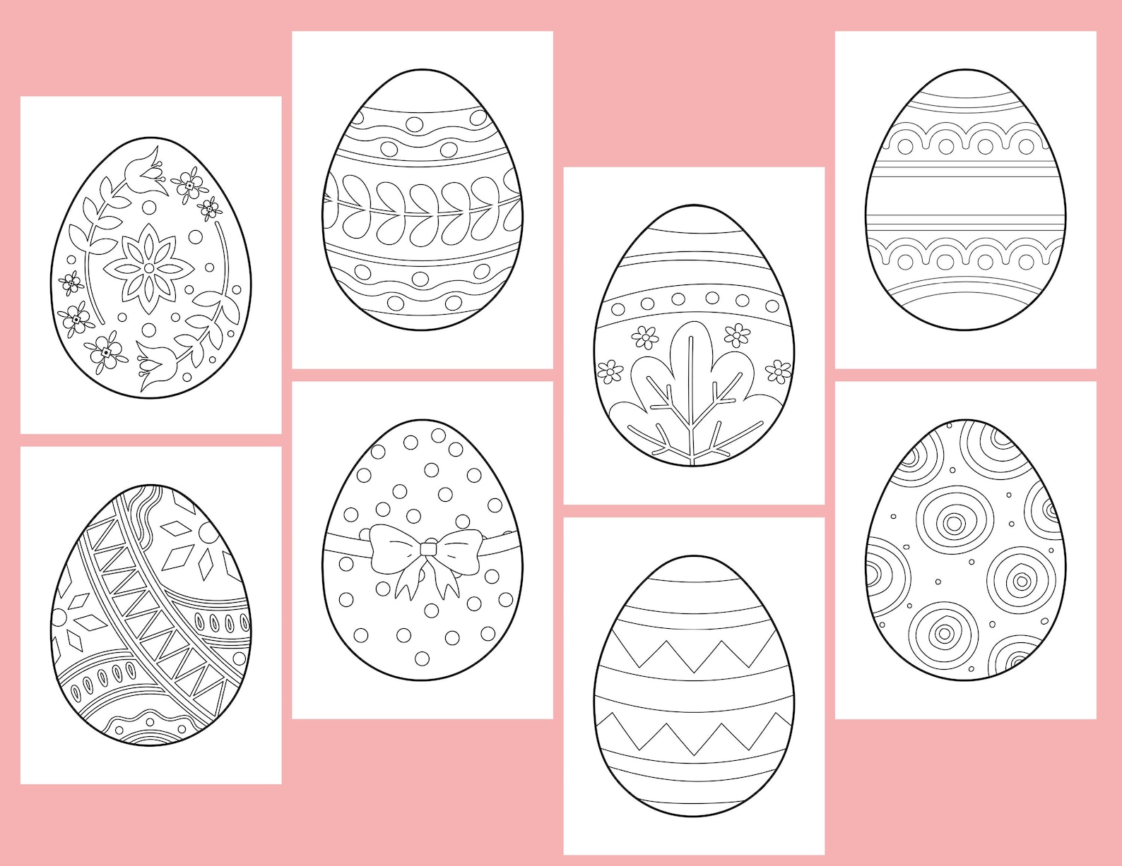 15 Easter Egg Coloring Pages for Kids, Printable Coloring Sheets for ...