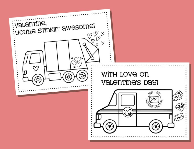 Construction Truck Coloring Pages for Valentines Day, Valentine's Day ...