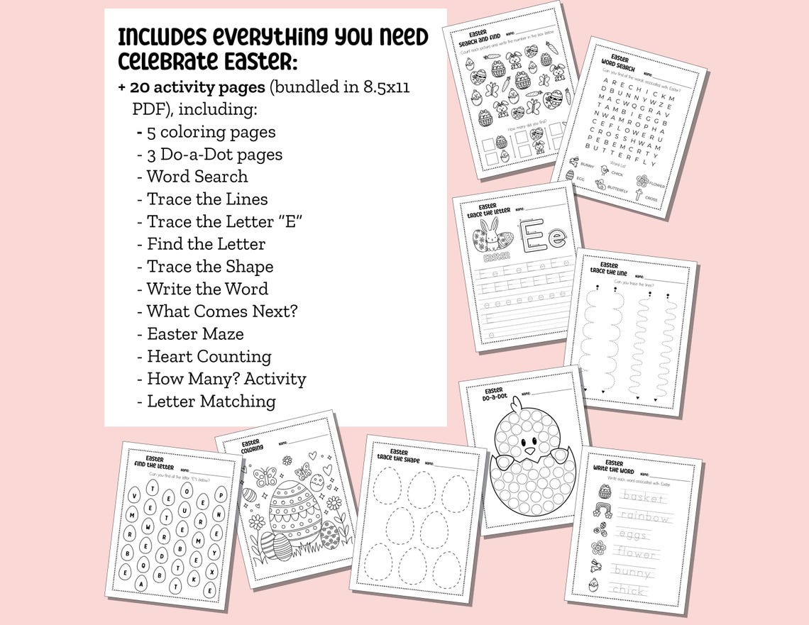Preschool Easter Worksheet Bundle, Easter Activities for Preschool ...
