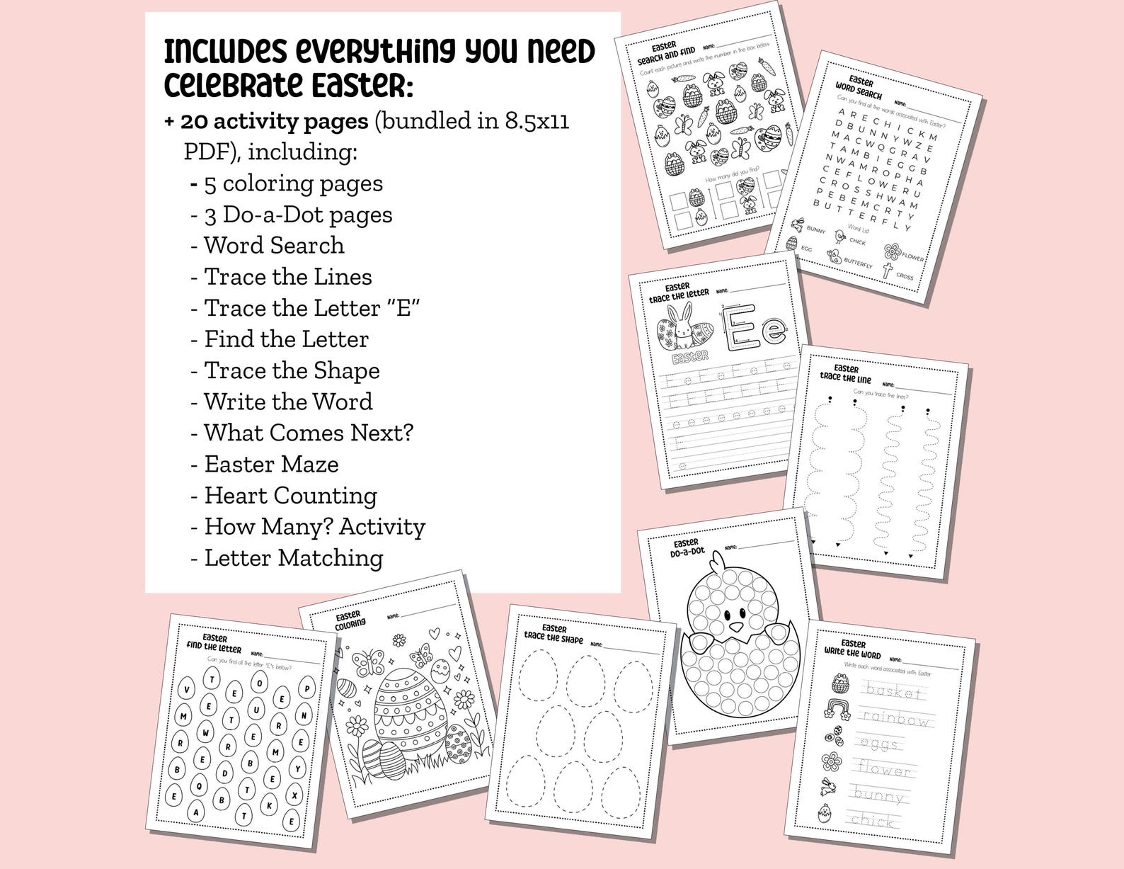 Preschool Easter Worksheet Bundle, Easter Activities for Preschool ...