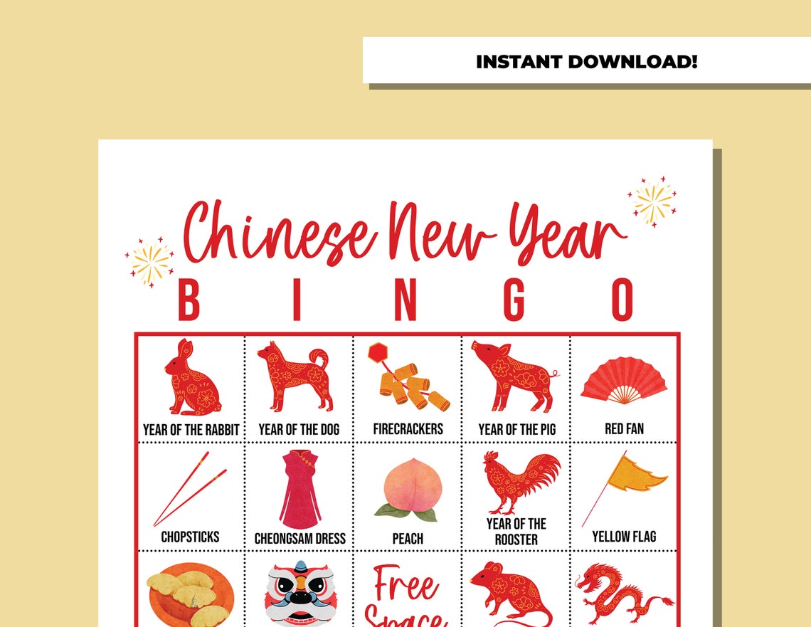 Chinese New Year BINGO Game Printable Game for Classroom - Etsy