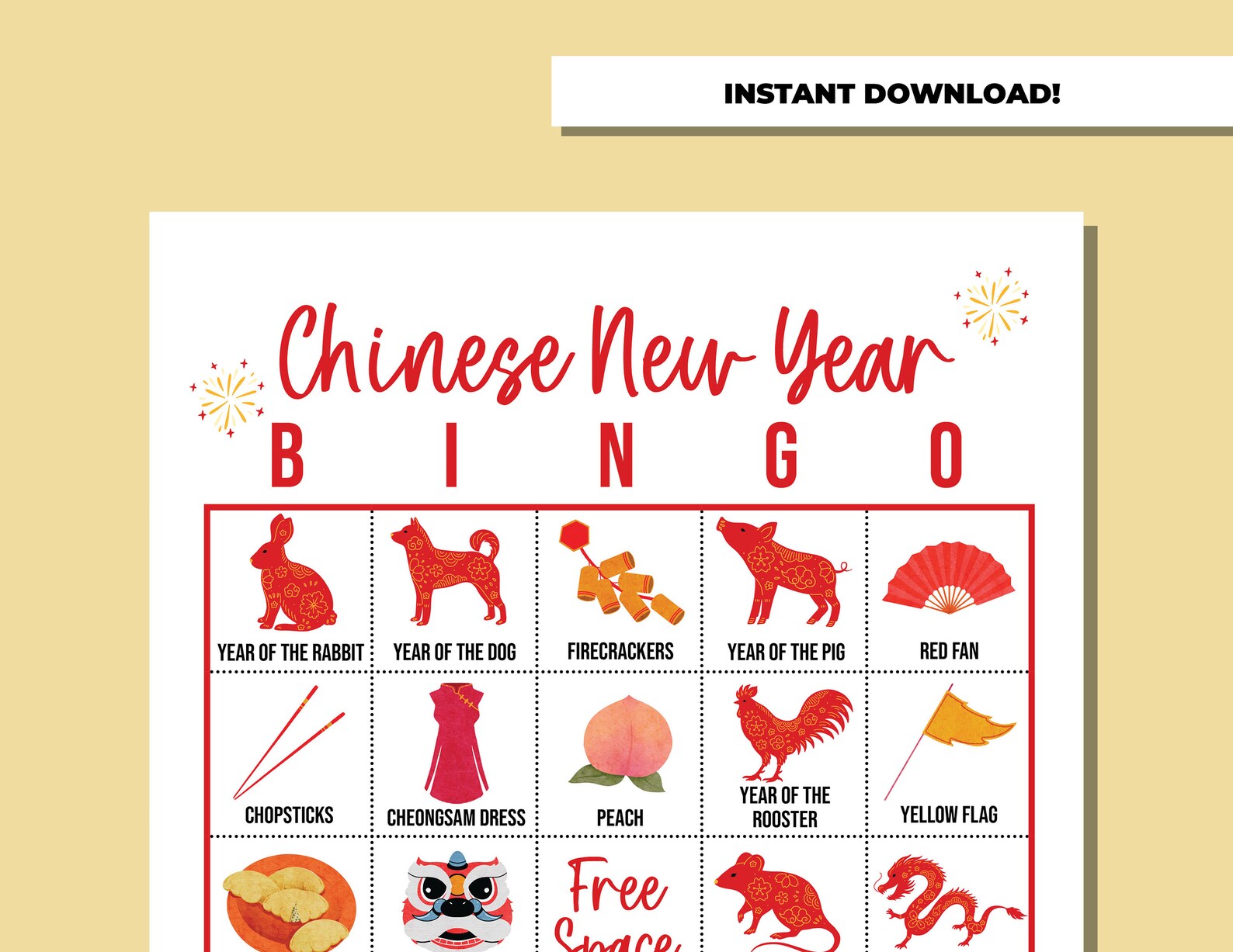 Chinese New Year BINGO Game Printable Game for Classroom - Etsy