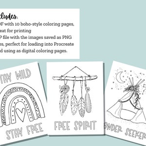 Boho Coloring Pages Digital Coloring Book Rainbow Coloring - Etsy