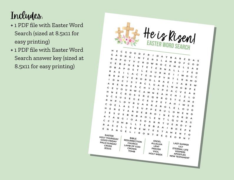 Religious Easter Word Search Christian Easter Games Easter - Etsy