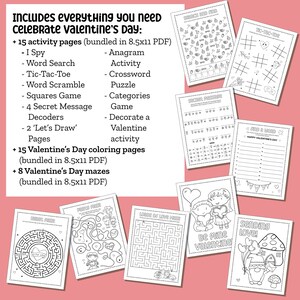 Valentines Day Printable Activity Bundle With Coloring Pages, Word ...