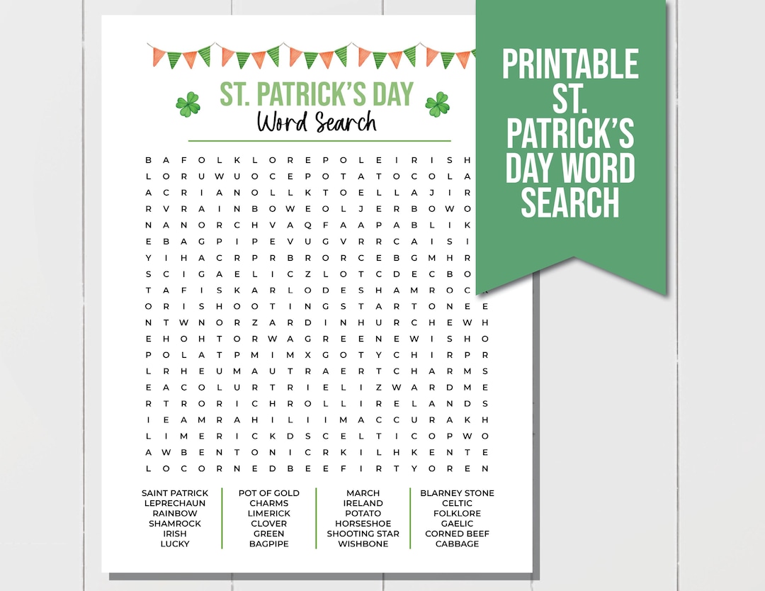 St Patricks Day Word Search, St Patricks Day Games, St Patricks Day ...