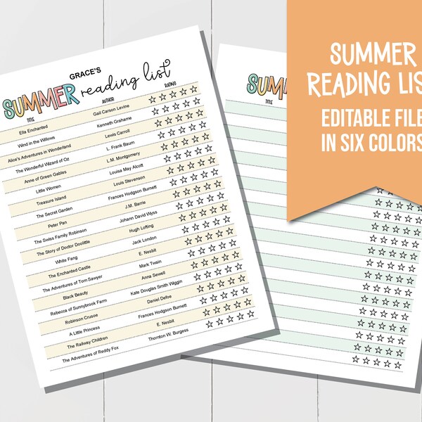 Reading List for Kids - Etsy