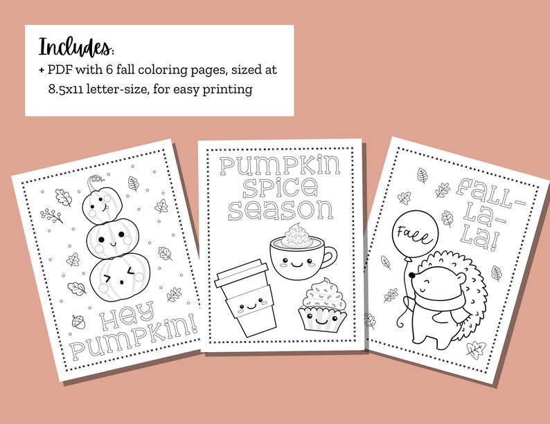 Fall Coloring Pages Autumn Coloring Page Fall Coloring - Etsy