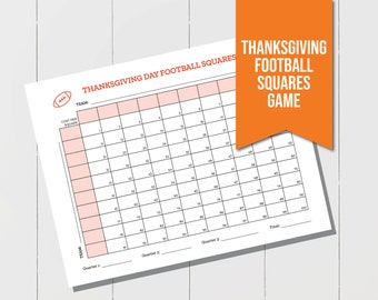 Thanksgiving Football Squares Game, Printable Football Squares ...