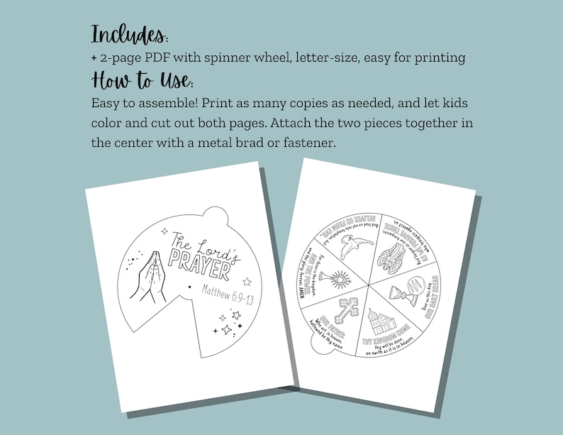 The Lords Prayer Spinner Wheel Printable, Perfect Sunday School ...