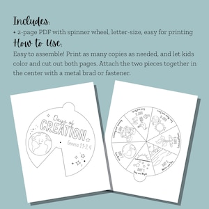 Days of Creation Spinner Wheel Printable, Perfect Sunday School ...