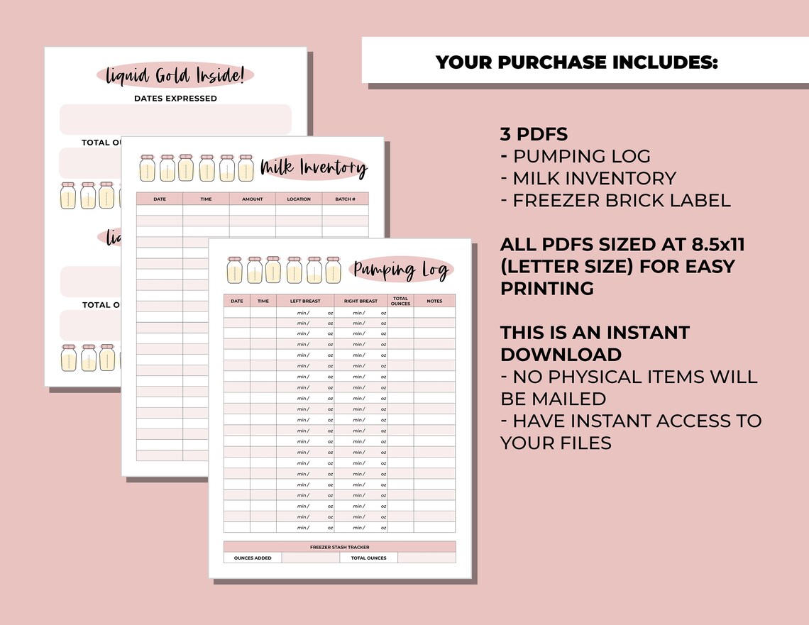 Breast Pumping Tracker With Breastmilk Inventory Log for Instant ...