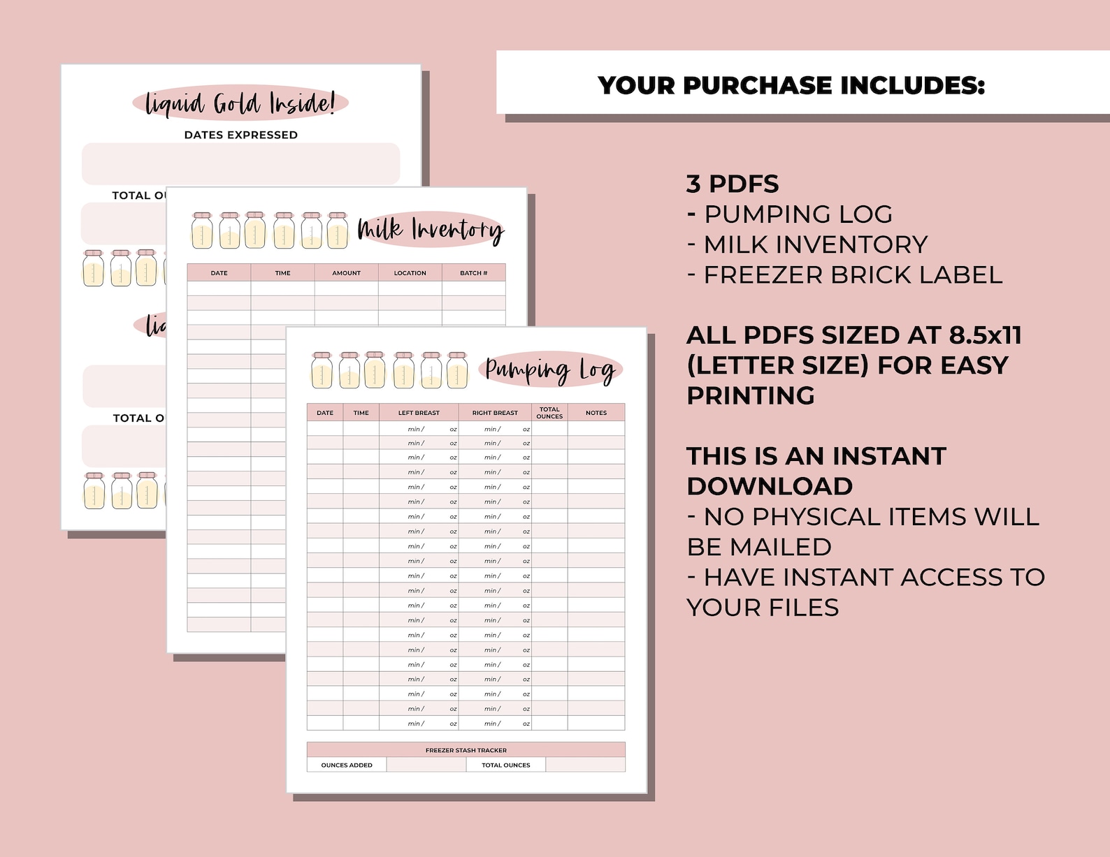 Breast Pumping Tracker With Breastmilk Inventory Log for Instant ...