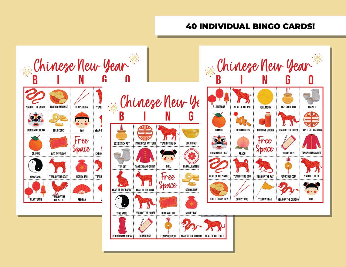 Chinese New Year BINGO Game Printable Game for Classroom - Etsy