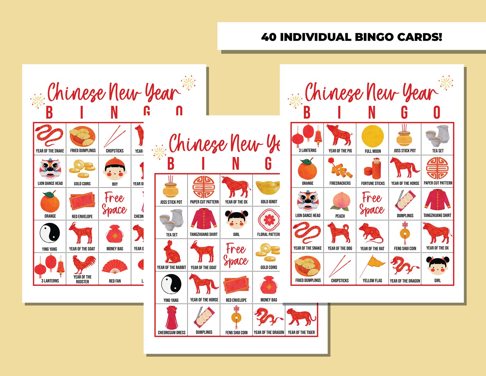 Chinese New Year BINGO Game Printable Game for Classroom - Etsy