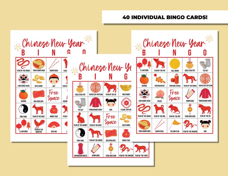 Chinese New Year BINGO Game Printable Game for Classroom - Etsy