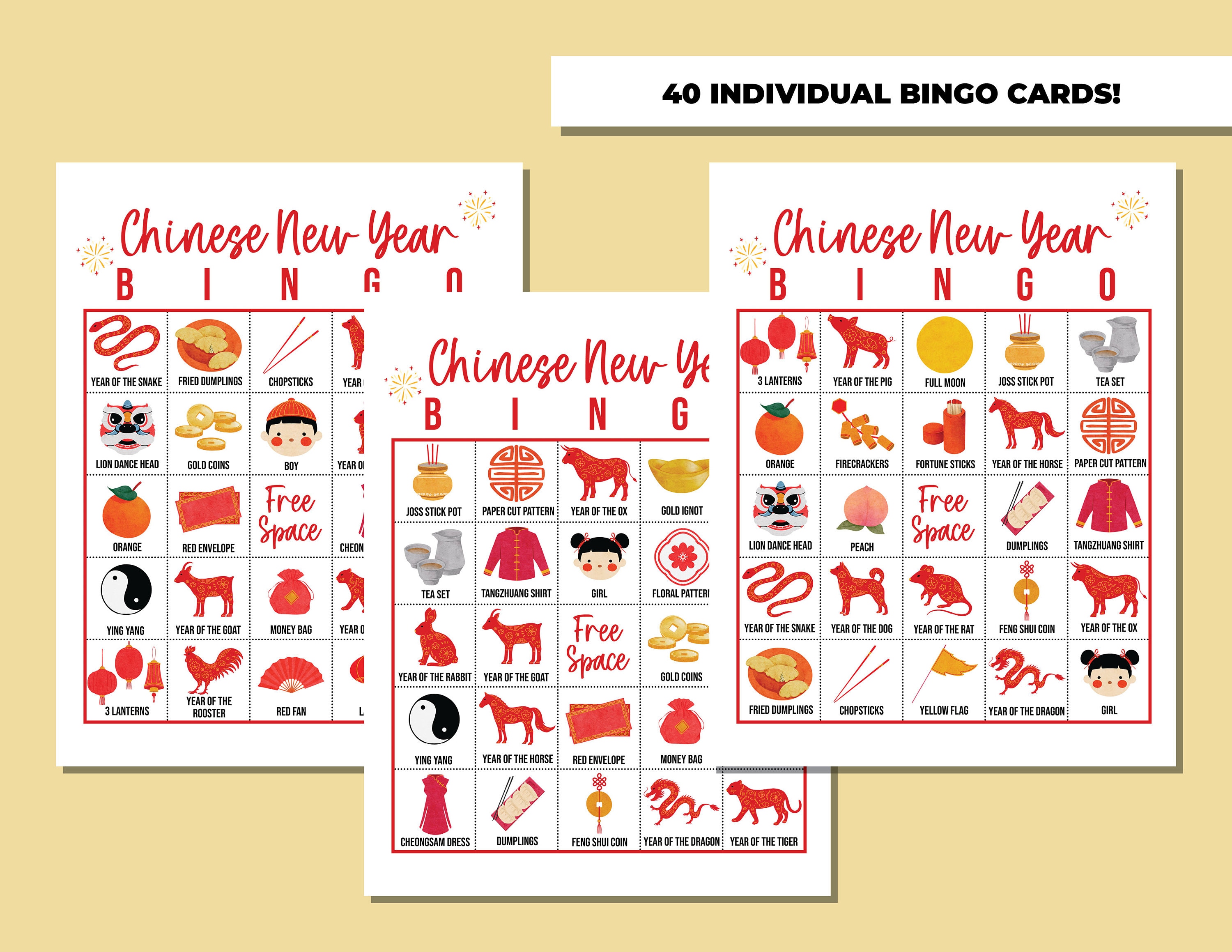 Chinese New Year BINGO Game Printable Game for Classroom - Etsy