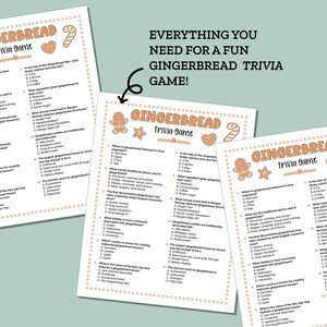 Gingerbread Trivia Game for Christmas Cookie Party, Gingerbread Games ...