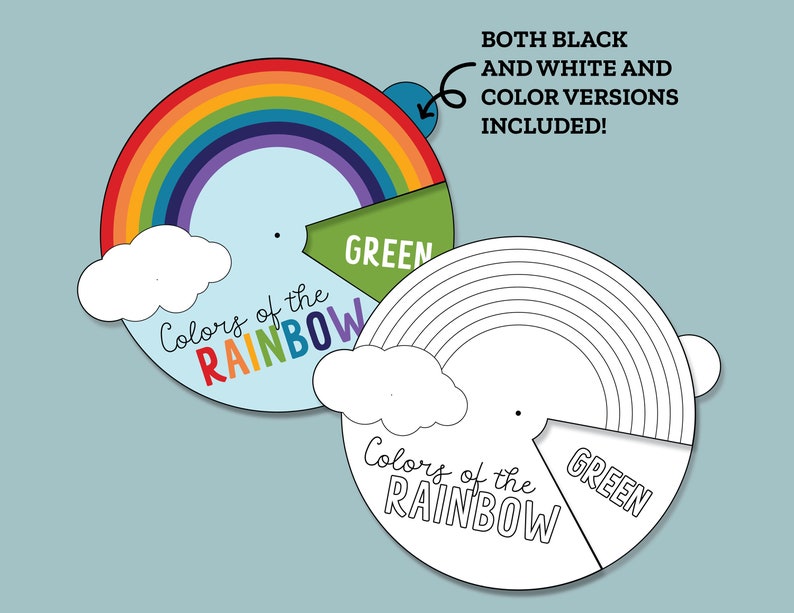 Learn Colors of the Rainbow Printable, Printable Spinner Wheel Activity ...