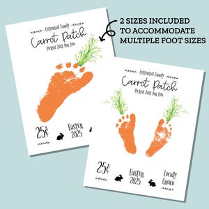 Easter Footprint Art Activity for Kids, Carrot Footprint Art Printable ...