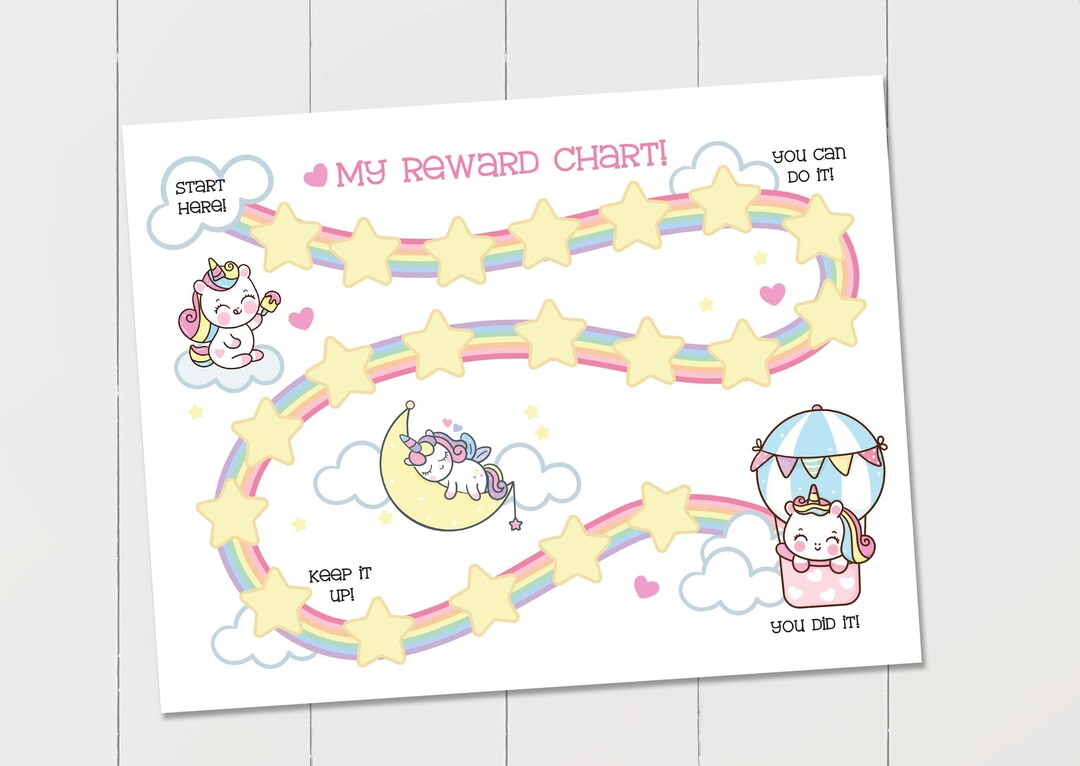 Toddler Reward Chart With Unicorn Design, Cute Behavior Chart for Kids ...