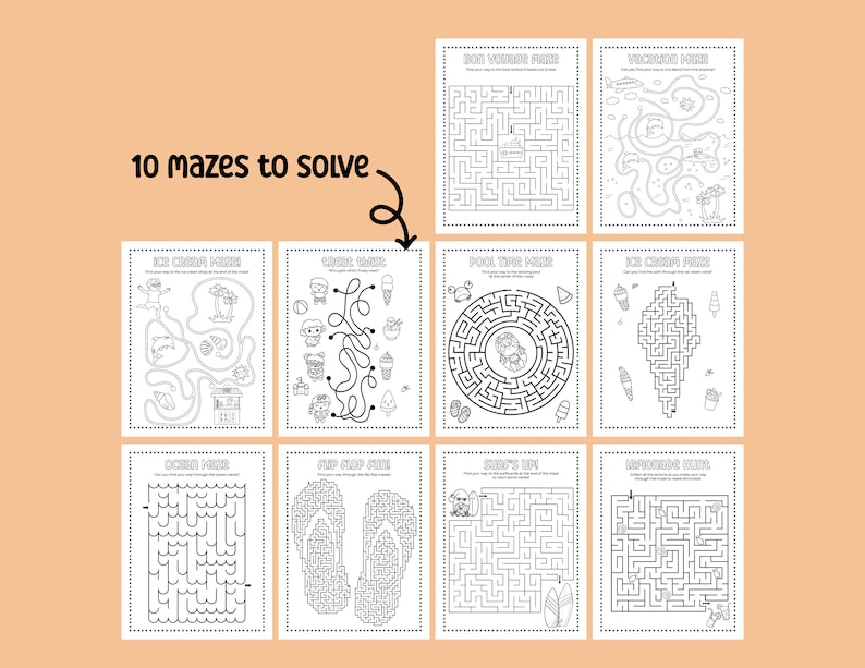 Summer Printable Activity Bundle With Coloring Pages, Word Search, Word ...