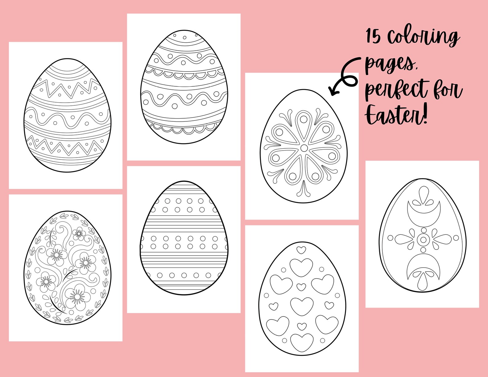 15 Easter Egg Coloring Pages for Kids, Printable Coloring Sheets for ...