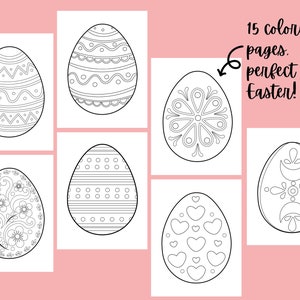 15 Easter Egg Coloring Pages for Kids, Printable Coloring Sheets for ...