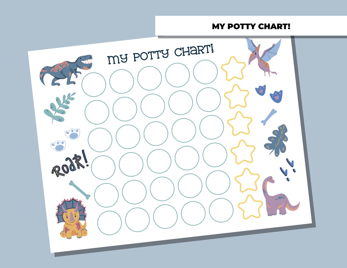 Dinosaur Potty Chart for Toddlers Potty Training Chart for - Etsy
