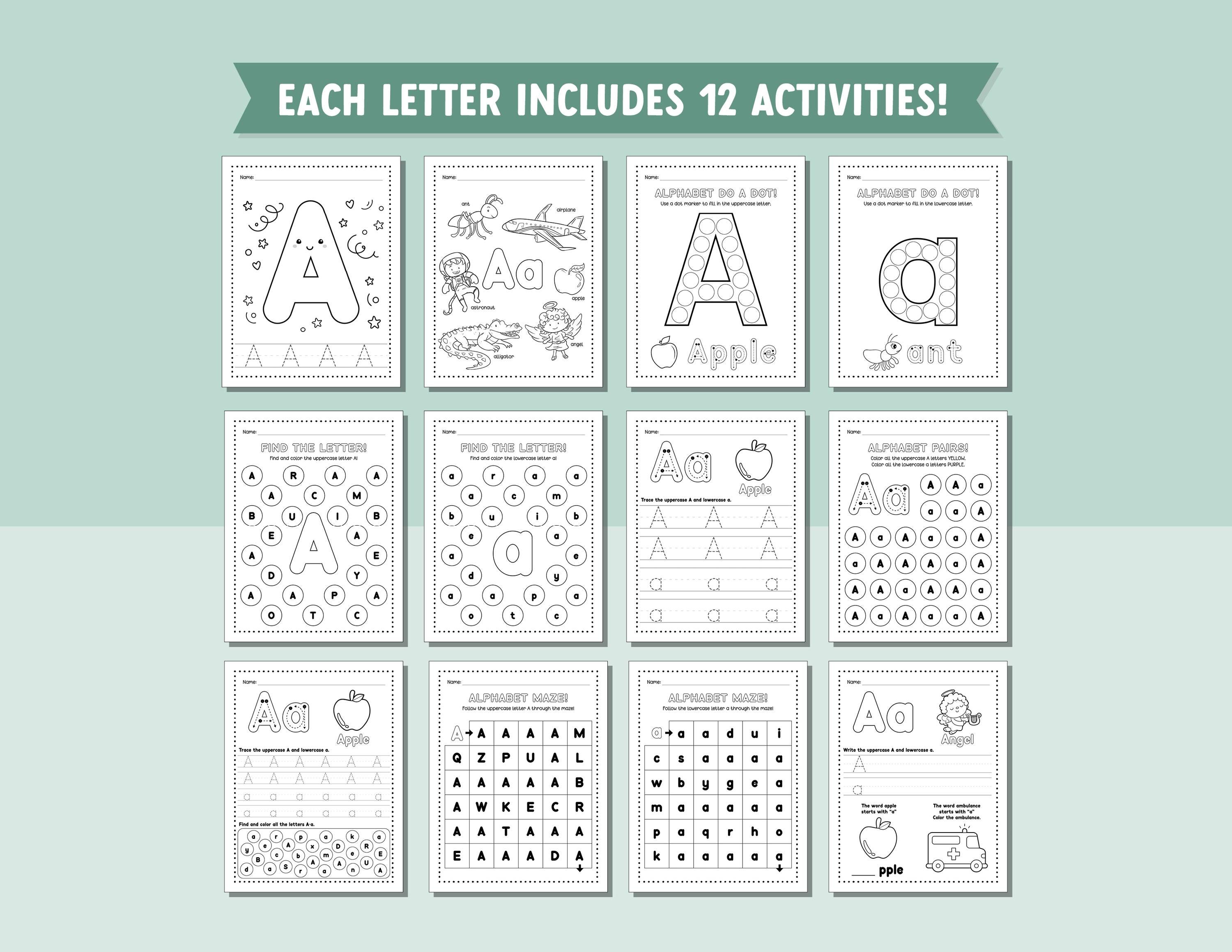 Letter of the Week Preschool Worksheet Bundle, Prewriting Worksheets to ...