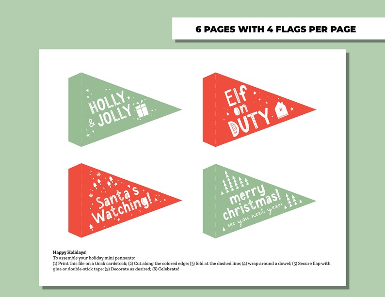 Mini Pennant Flags Perfect for Your Elf This Holiday Season, Christmas ...