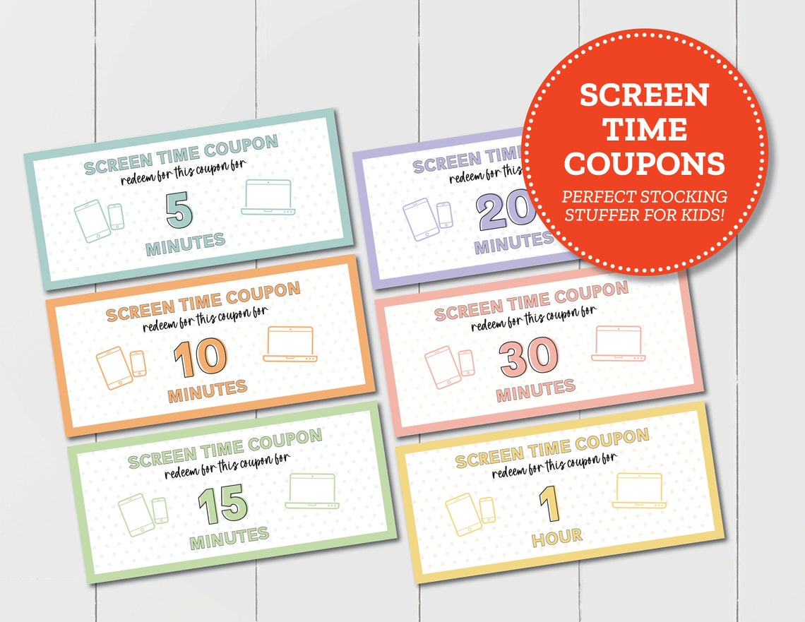 Screen Time Coupons for Kids Printable Screen Time Tickets - Etsy
