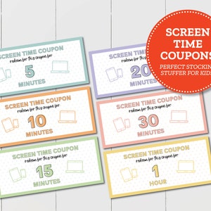 Screen Time Coupons for Kids Printable Screen Time Tickets - Etsy