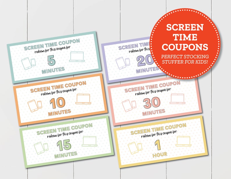 Screen Time Coupons for Kids Printable Screen Time Tickets - Etsy
