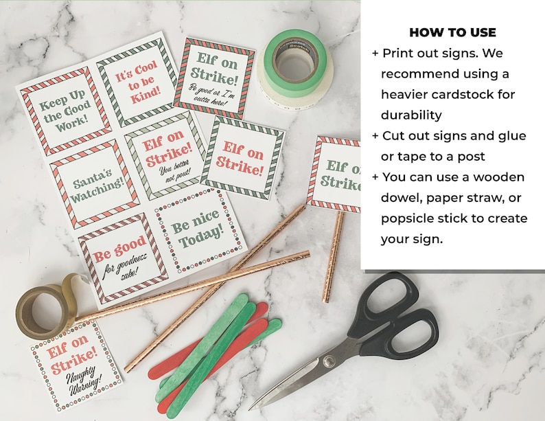 Elf on Strike Printable Signs Christmas Elf Accessories - Etsy