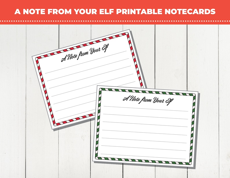 Elf Note Card Printable A Note From Your Elf Blank Note - Etsy