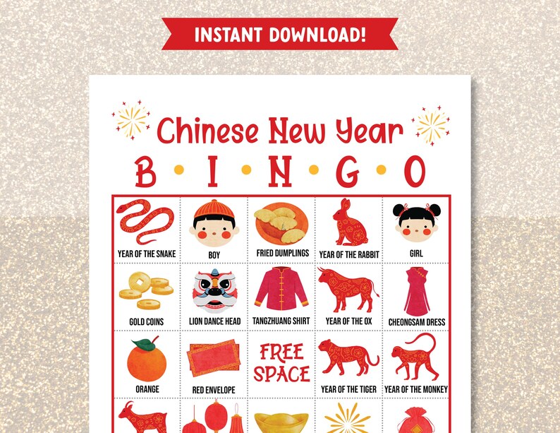 Chinese New Year BINGO Game, Printable Game for Classroom Activity ...