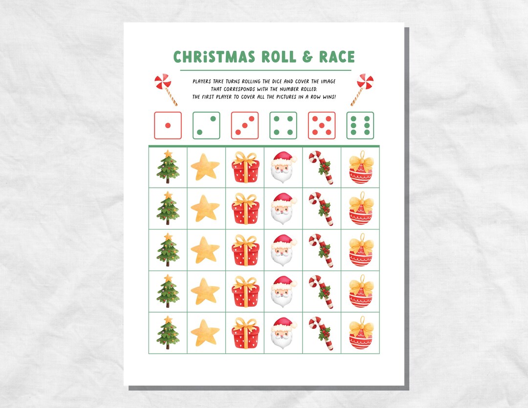 Christmas Roll & Race Game, Christmas Dice Game, Preschool Christmas ...
