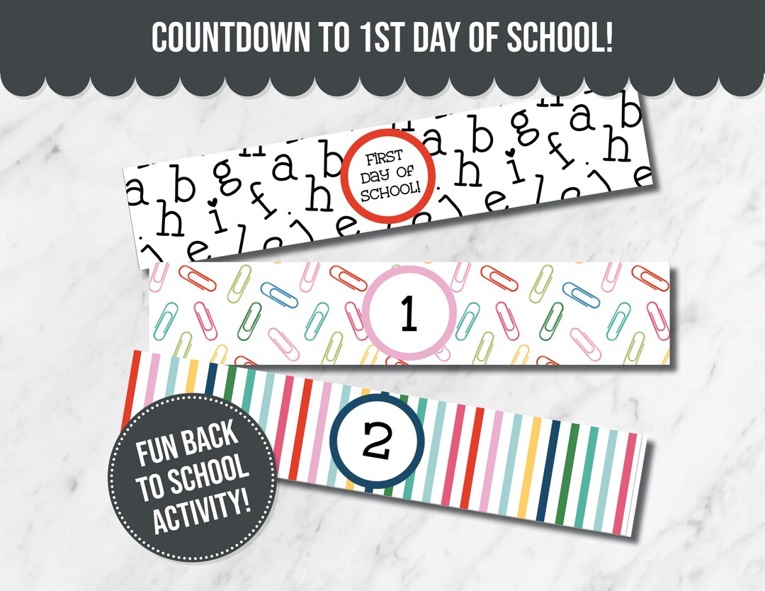 First Day of School Countdown Printable, Back to School Decoration ...
