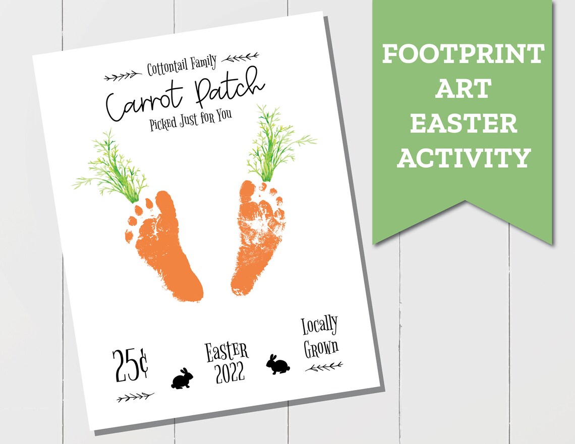 Easter Footprint Art Activity for Kids Carrot Patch Footprint - Etsy
