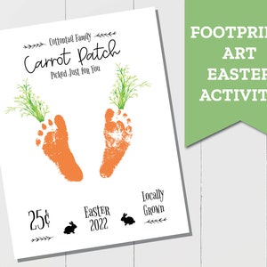 Easter Footprint Art Activity for Kids Carrot Patch Footprint - Etsy