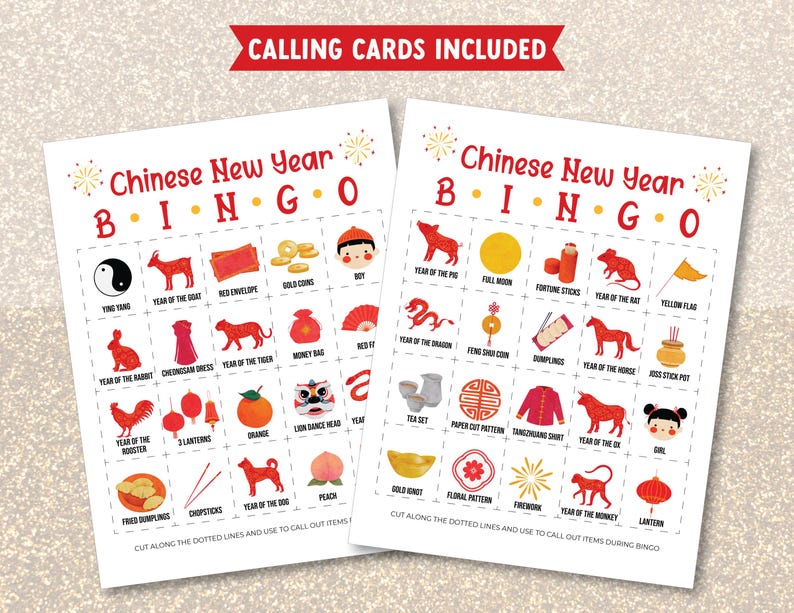 Chinese New Year BINGO Game, Printable Game for Classroom Activity ...