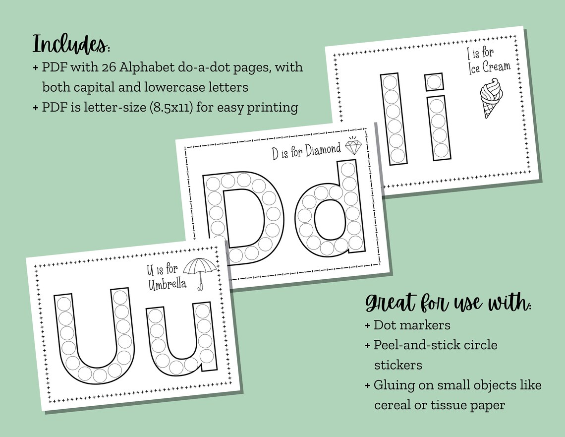 Alphabet Do-a-dot Activity Pages Perfect for Toddler - Etsy