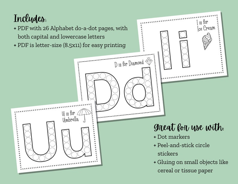 Alphabet Do-a-dot Activity Pages Perfect for Toddler - Etsy
