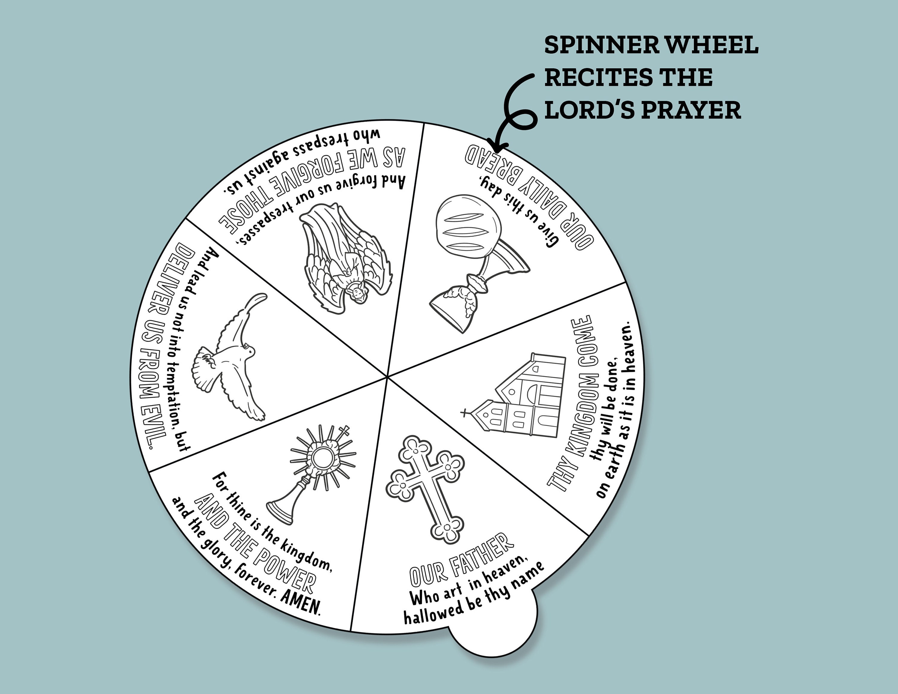 The Lords Prayer Spinner Wheel Printable, Perfect Sunday School ...