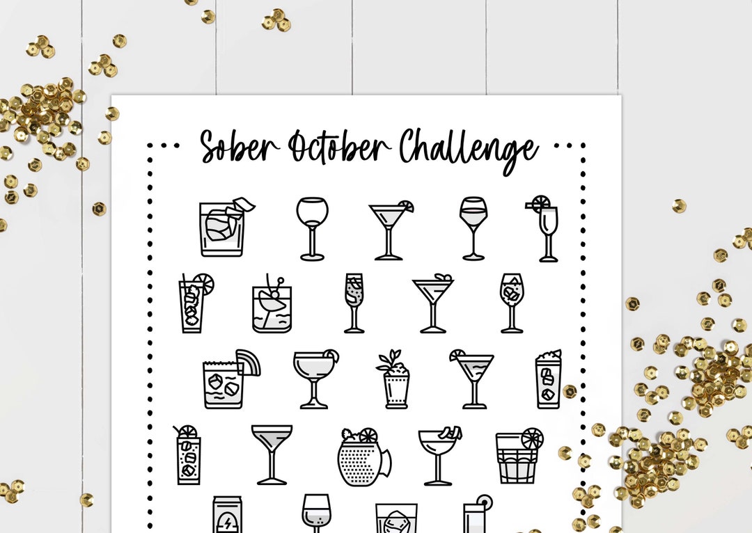 Sober October Challenge Printable, Sobriety Challenge, Sober October ... Sober October Challenge Printable, Sobriety Challenge, Sober October ...