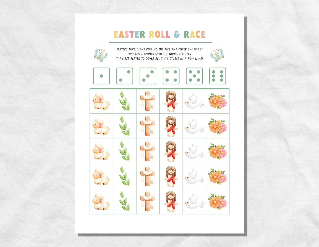 Christian Easter Roll & Race Game, Sunday School Game for Kids, Easter ...