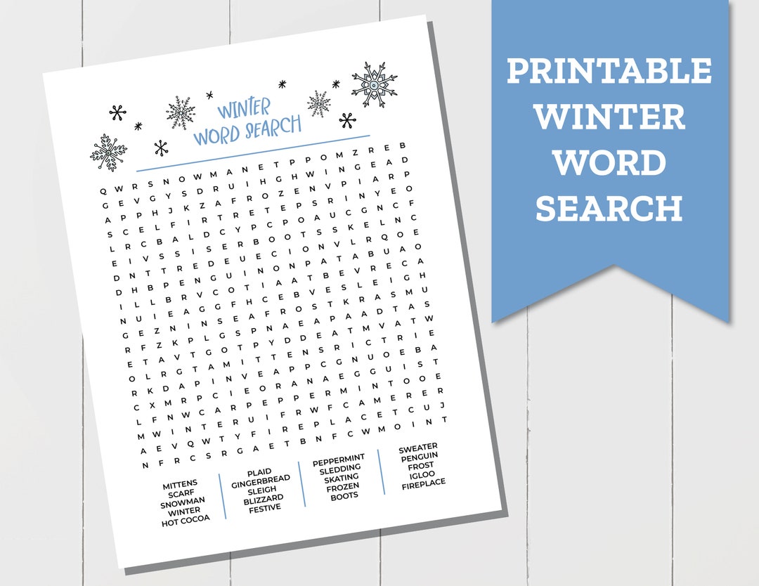 Winter Word Search, Printable Winter Games, Winter Word Games ...