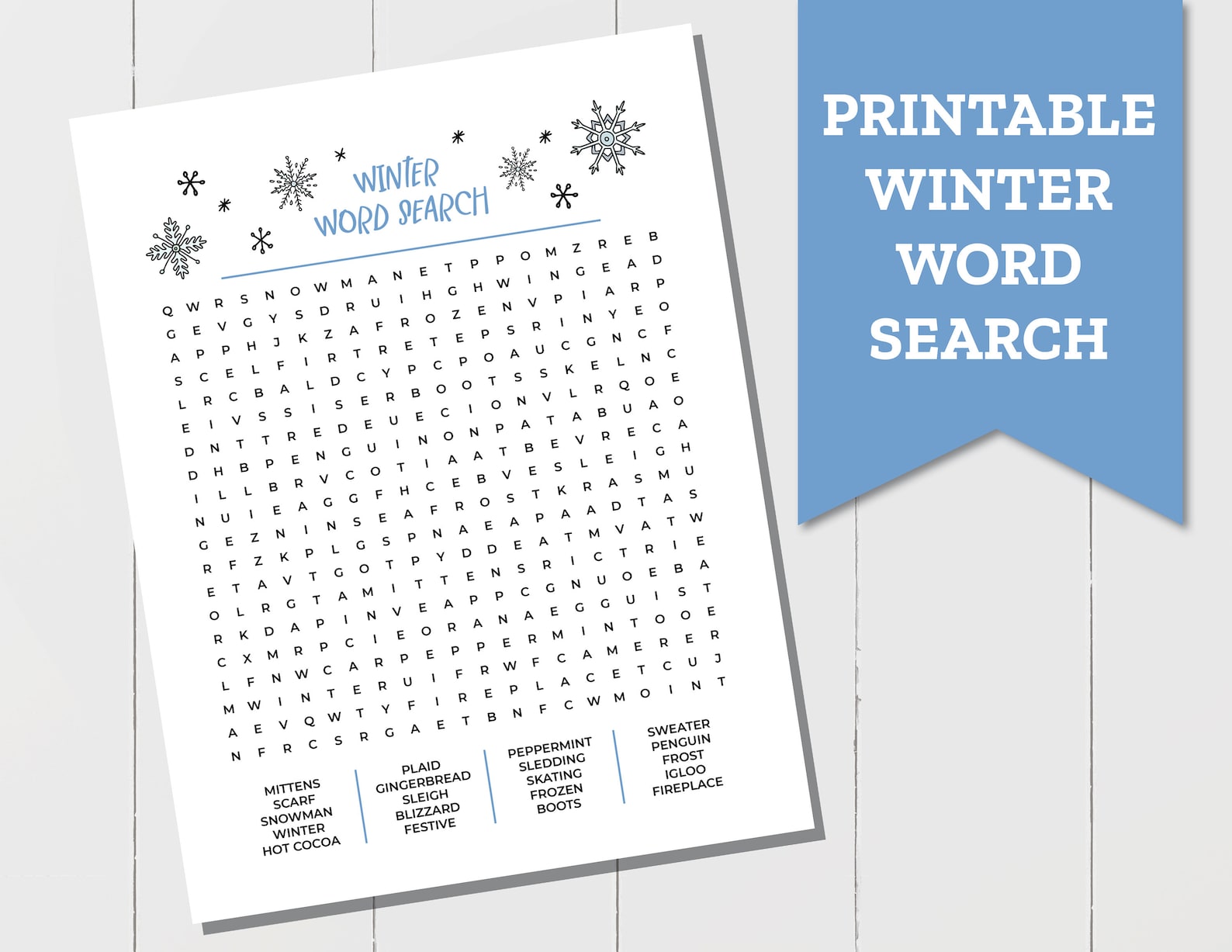 Winter Word Search Printable Winter Games Winter Word Games - Etsy